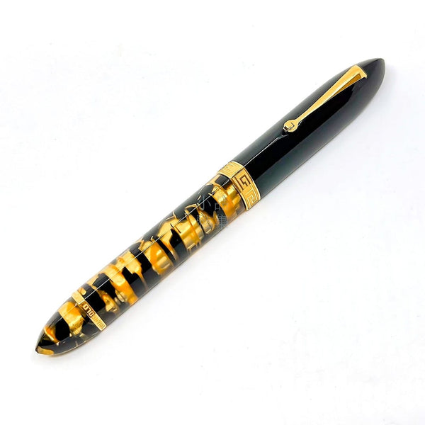 ASC TRIANGOLO BLACK LUCENS CELLULOID vaccum filling 14K fountain pen ...